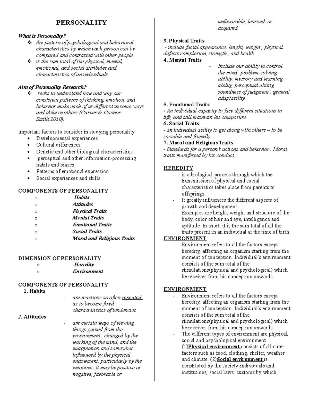 Personality (General Psychology) - PERSONALITY What is Personality? the ...