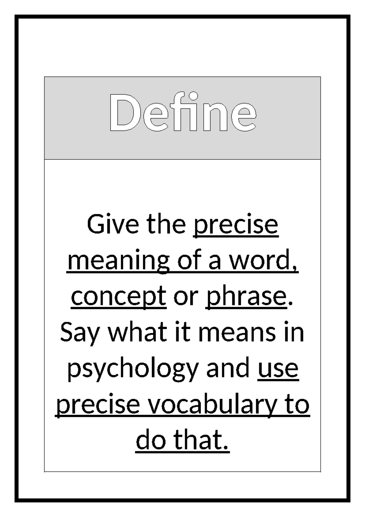 Command Term Posters - use for questions - Define Give the precise ...