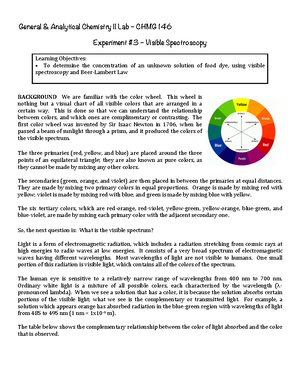 Lab 4 - Pre Lab - Lab 4 - Pre Lab - General & Analytical Chemistry II ...