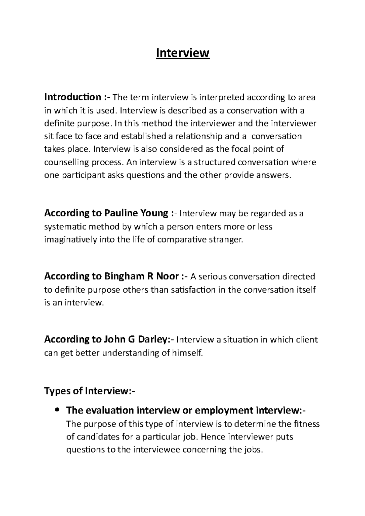 Interview - Interview Introduction :- The term interview is interpreted ...