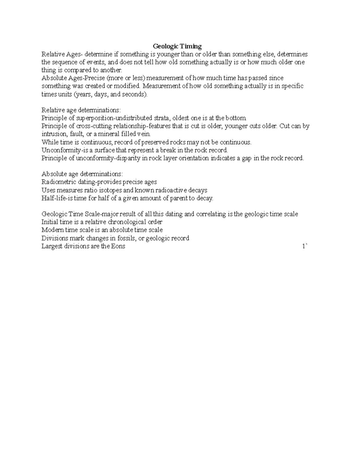 Review 6 - detailed Lecture notes - Geologic Timing Relative Ages ...