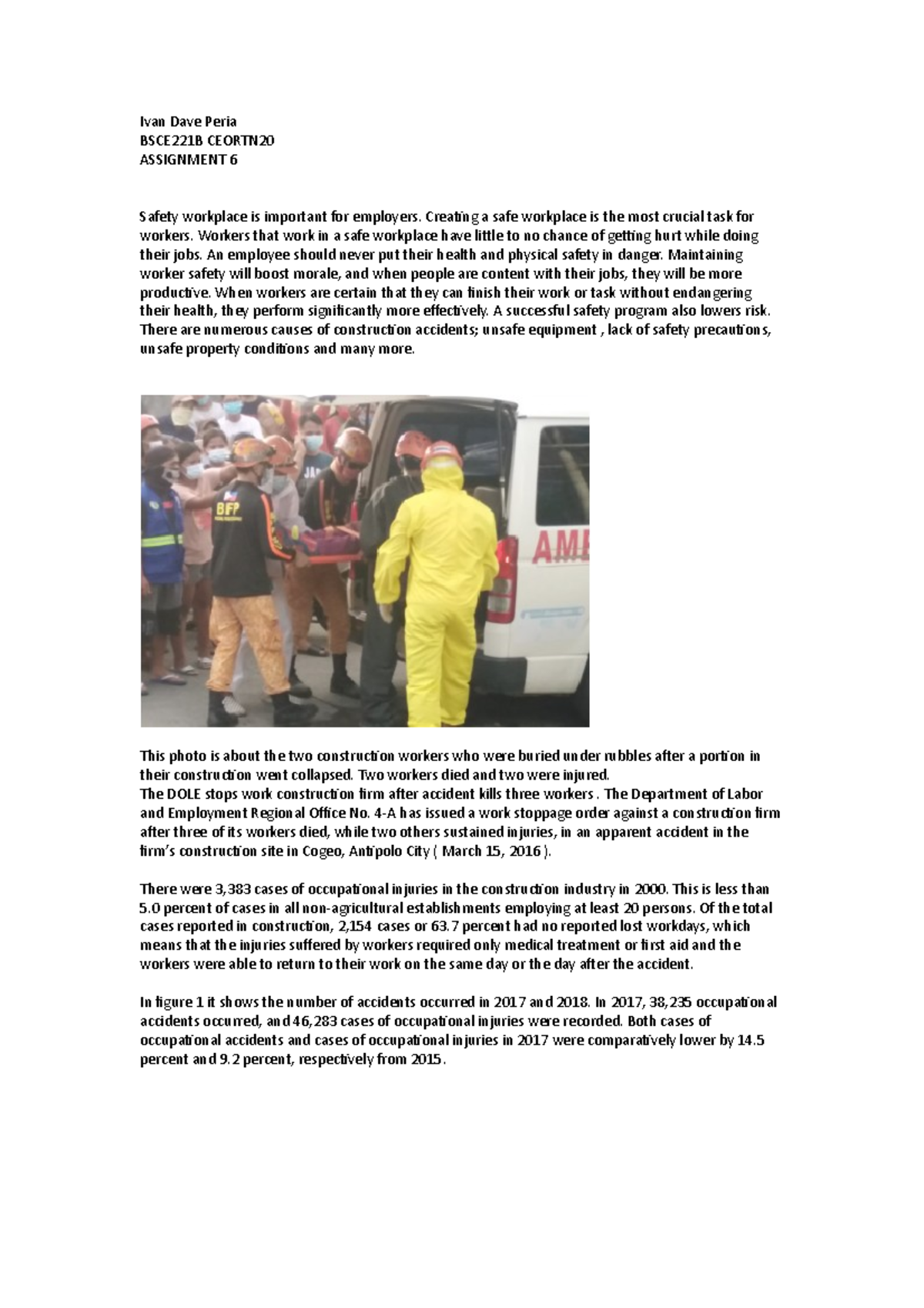 Assignment 6 Ceortn 20 - Good luck - Ivan Dave Peria BSCE221B CEORTN ASSIGNMENT 6 Safety ...