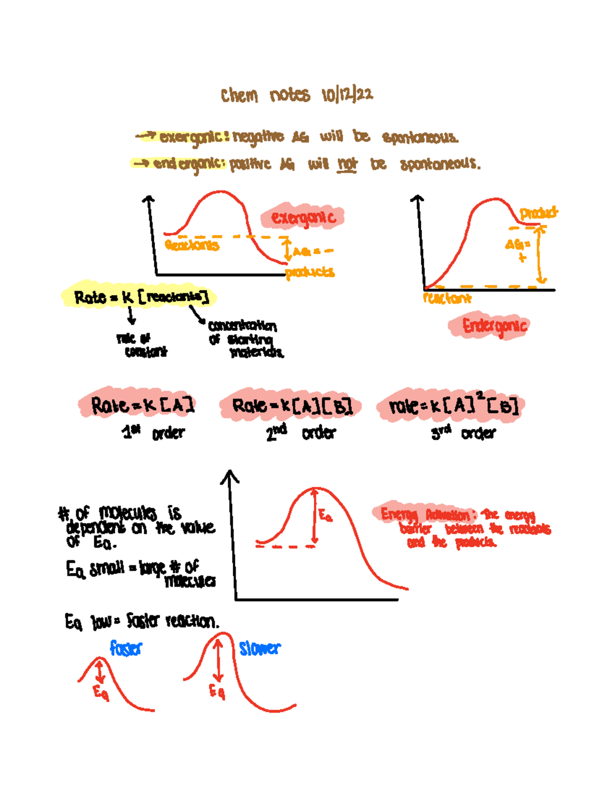 Chem 221 notes - Chem notes 10 12 22 exergonic negative NG will be ...
