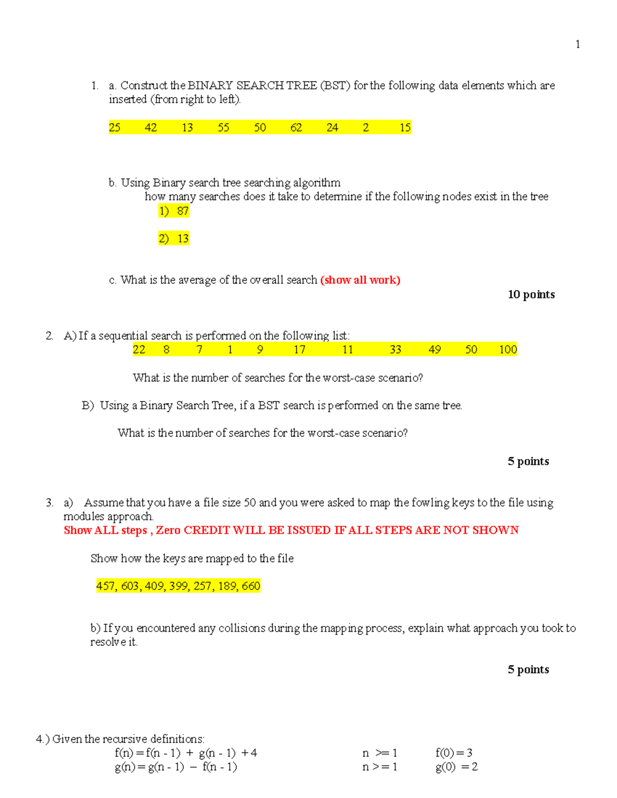 Cis 277 Data Structures And Algorithms Coursework Hw Material 1 A