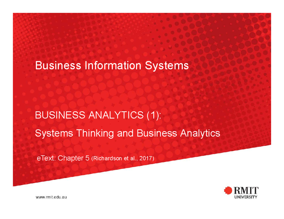 Business analystics sustems thinking and business analytics - eText ...