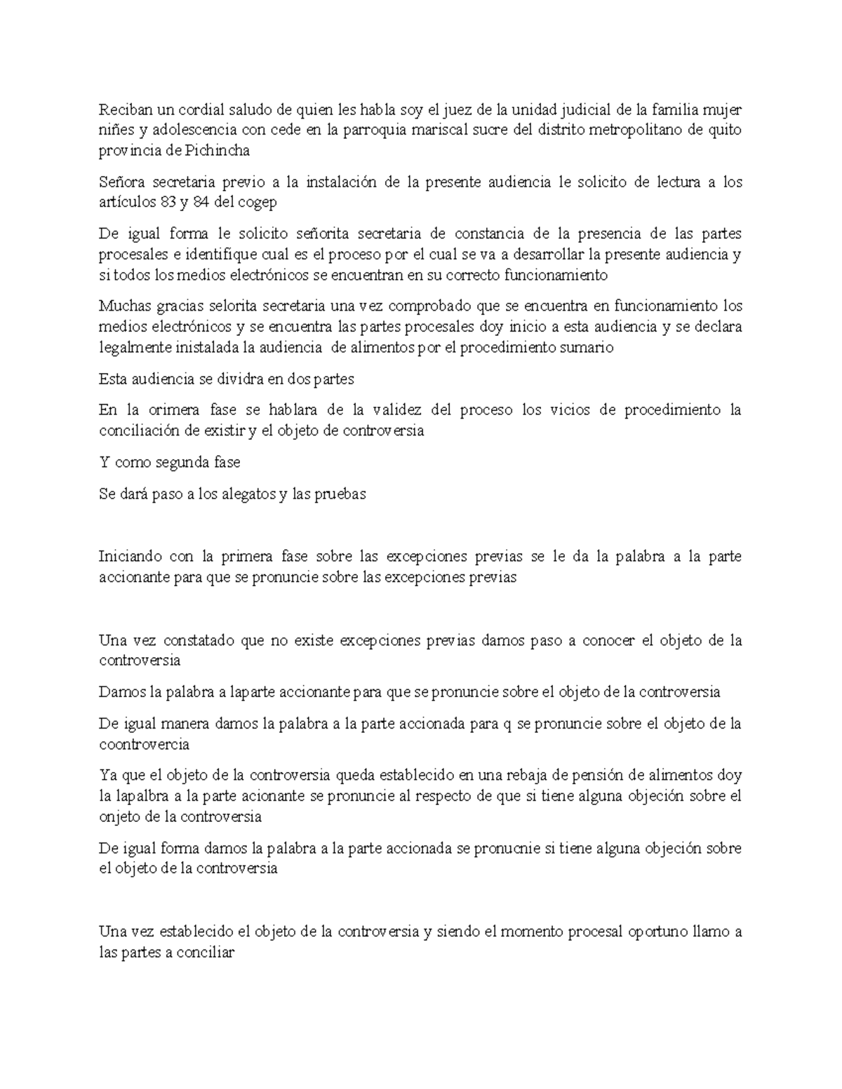 Guion jucio alimentos - SASAAD - Reciban un cordial saludo de quien les ...