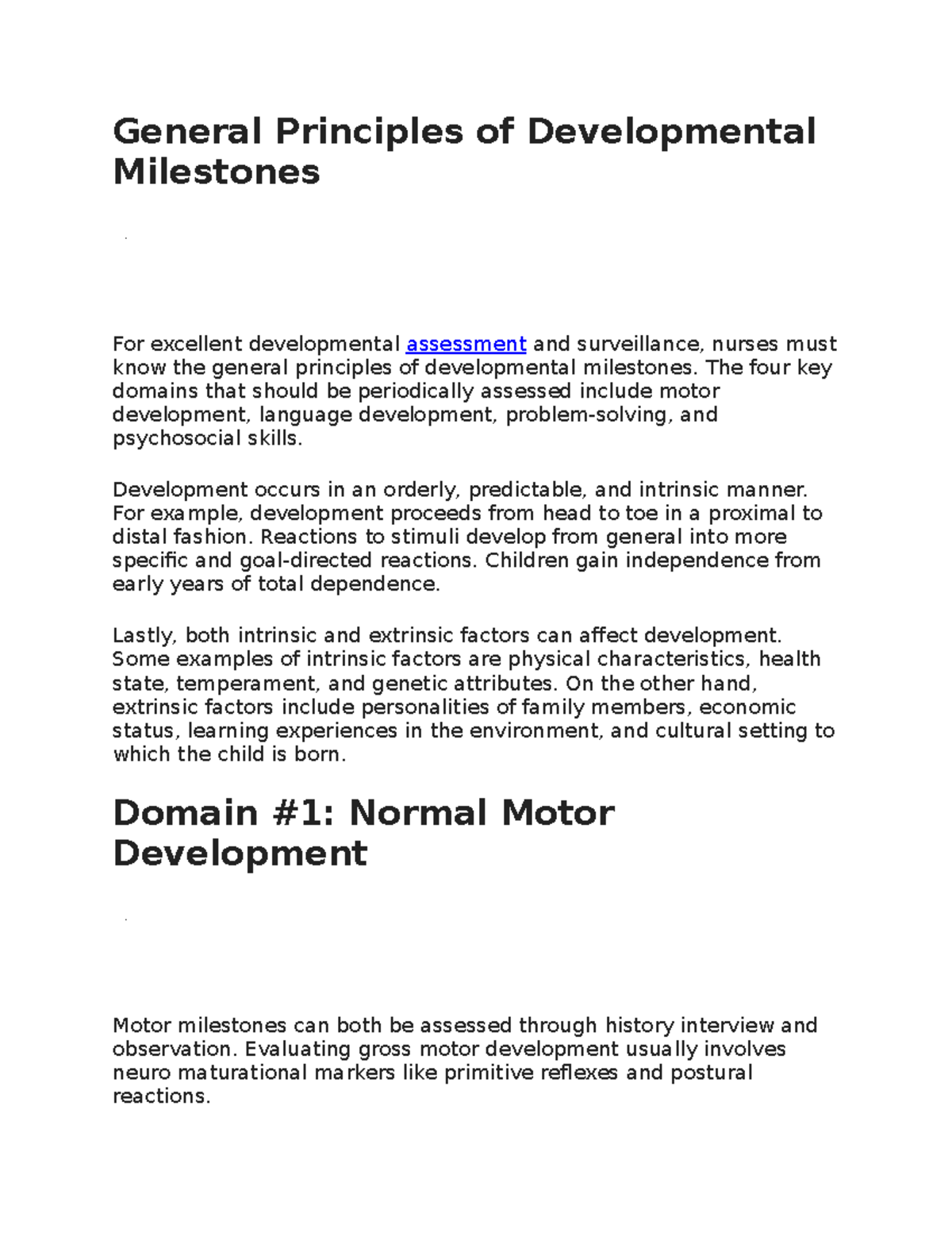 Pediatric- Developmental Milestones - General Principles of ...
