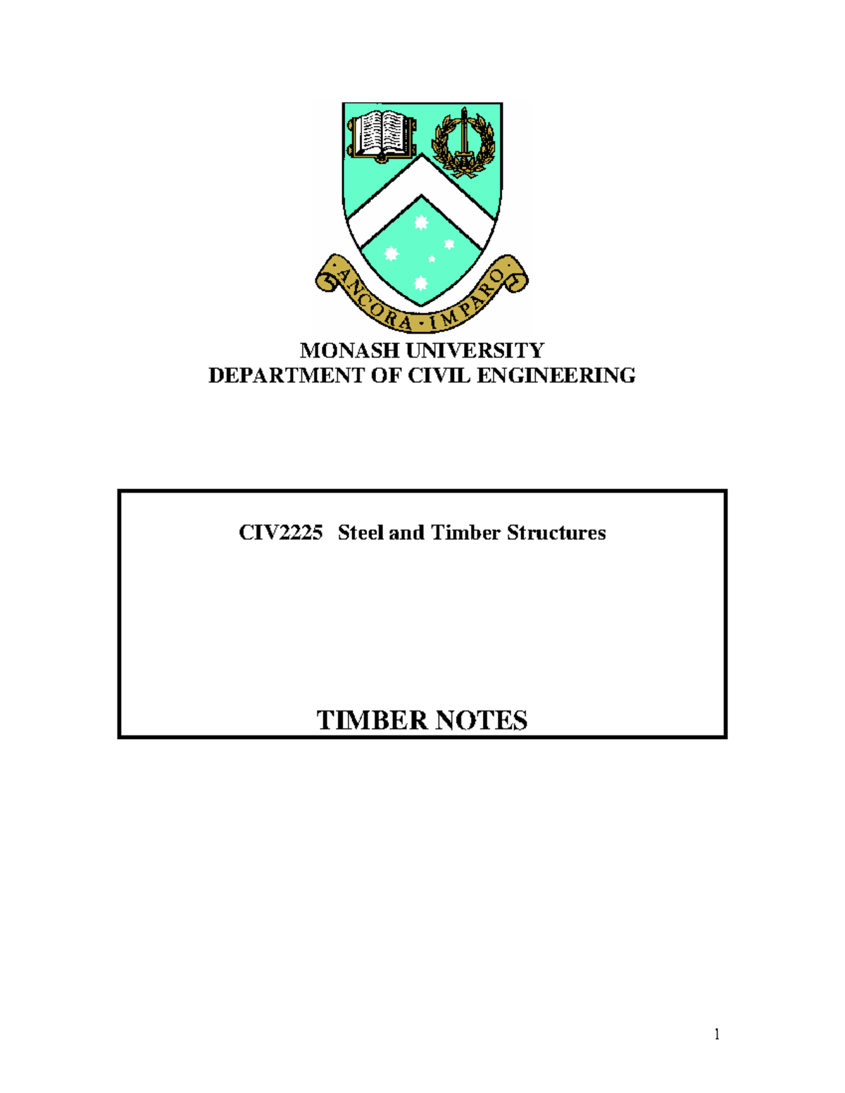 Timber notes - N/a - CIV2226 - Monash - Studocu