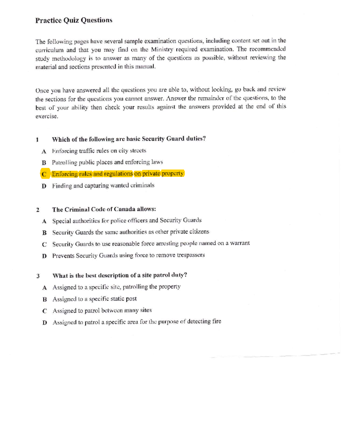 Practice Quiz Questions 1 - Practice Quiz Questions The following pages ...