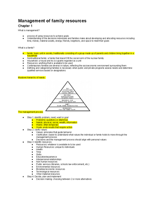 Ch. 6 notes - Management of family resources Chapter 6: planning ...