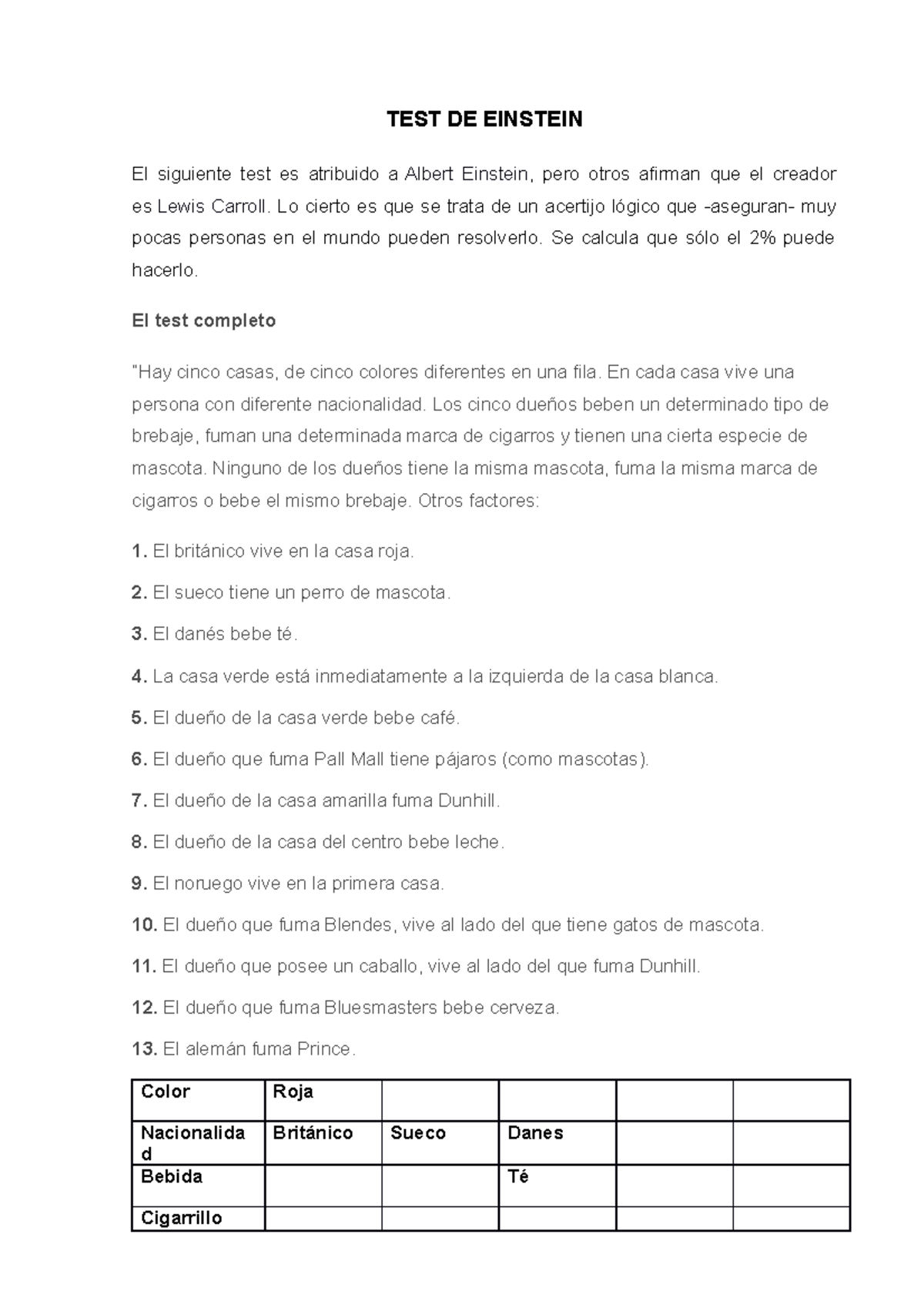 TEST DE Einstein - Documento - Derecho administrativo - Derecho - StuDocu