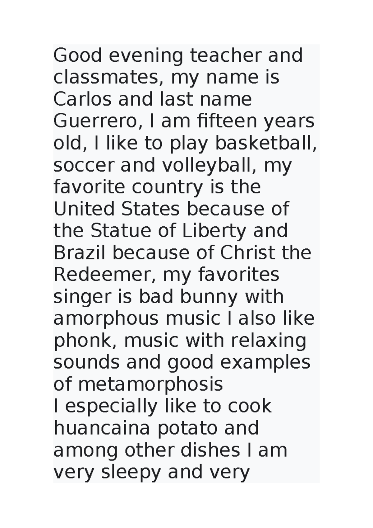 Good evening teacher and classmates - I like to enter my English ...