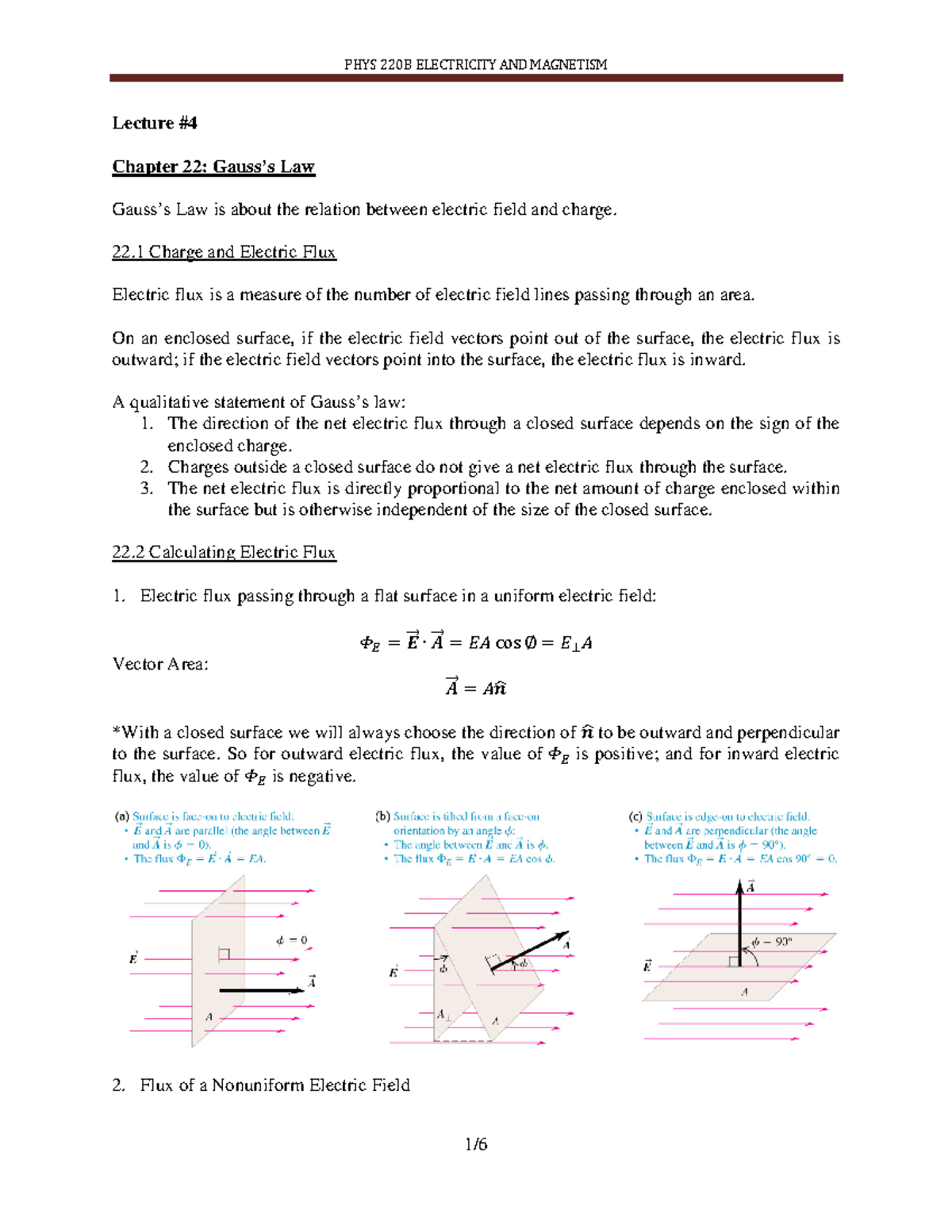 Lecture 4 - Professor Li Gao - PHYS 220B ELECTRICITY AND MAGNETISM ...
