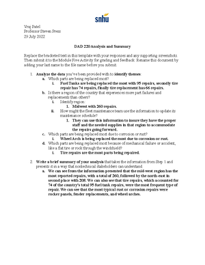 DAD 220 Module Five Analysis and Summary - DAD 220 Analysis and Summary ...