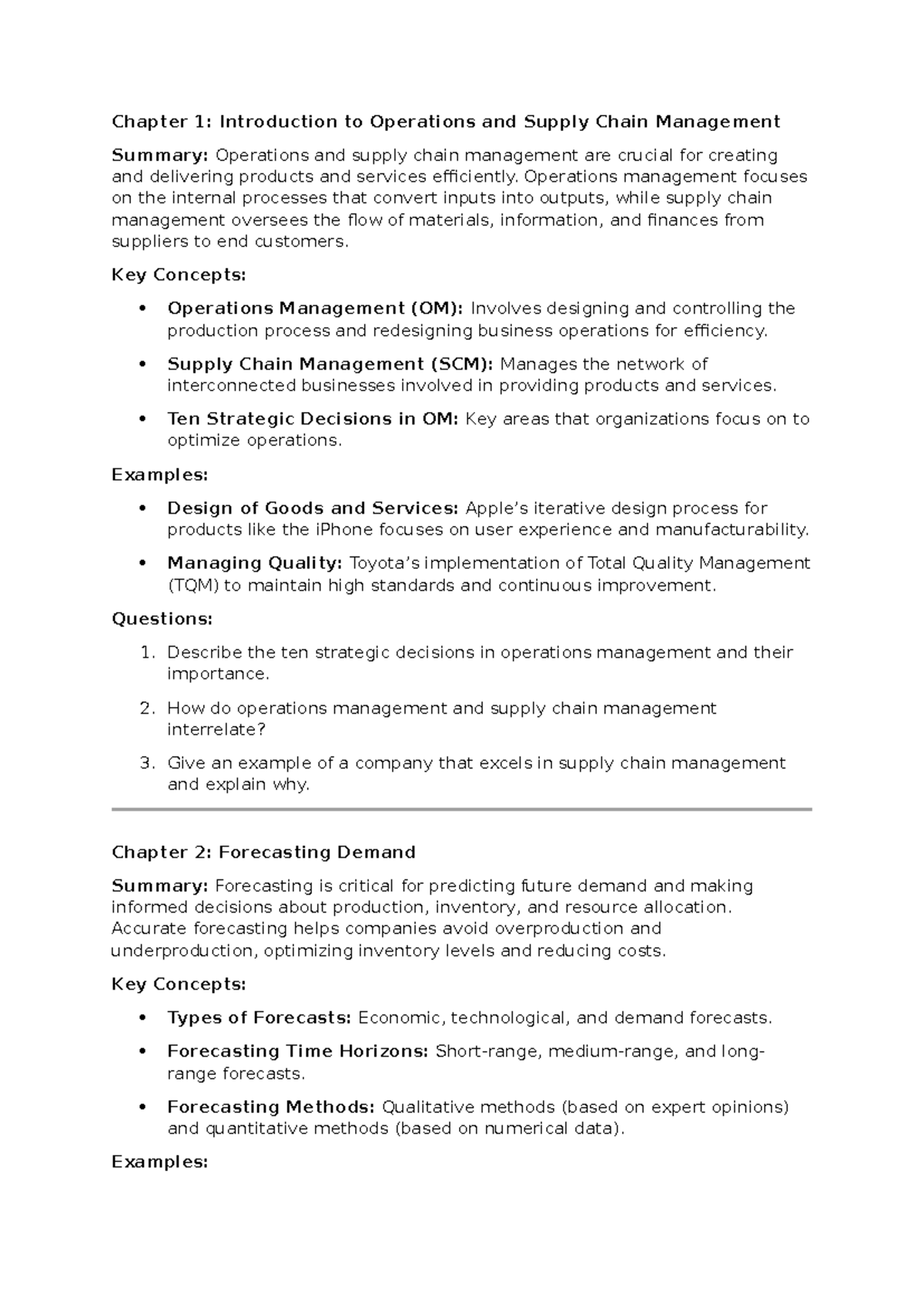 301 summarized - Summary Operations Management - Chapter 1: Introduction to Operations and ...