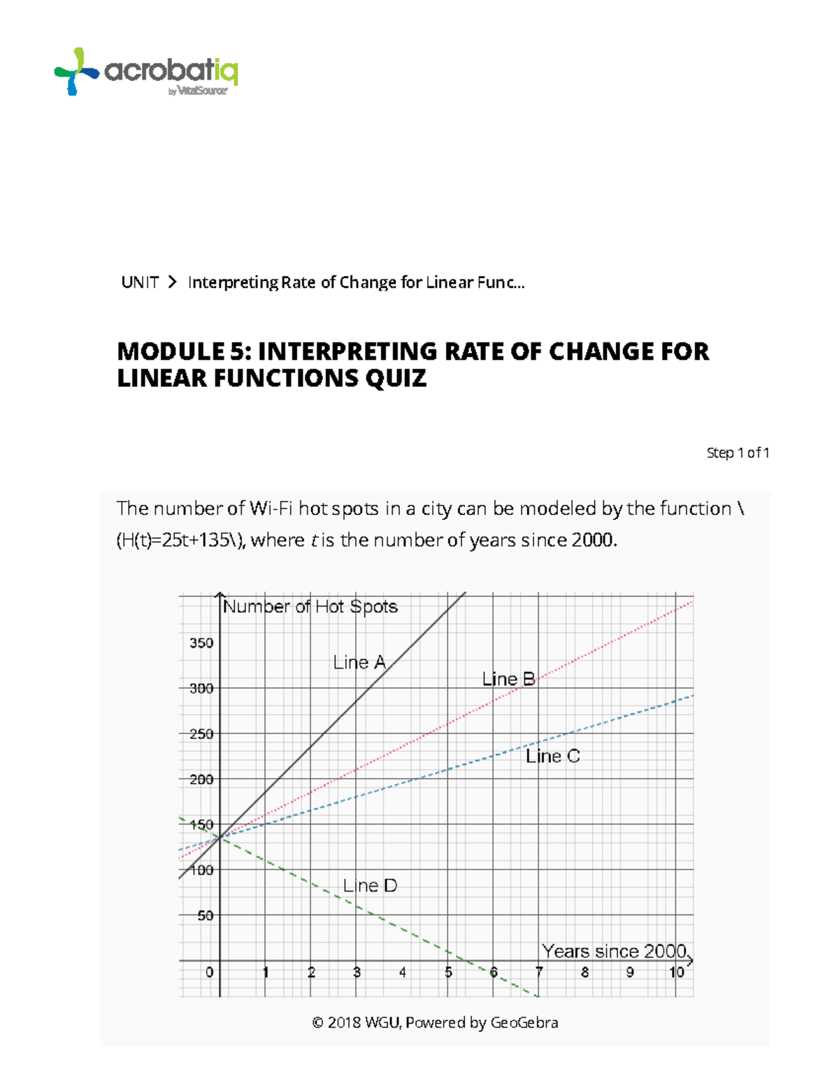 Module 5 Interpreting Rate of Change for Linear Functions Quiz Acrobatiq 9-21-24 - ####### UNIT ...