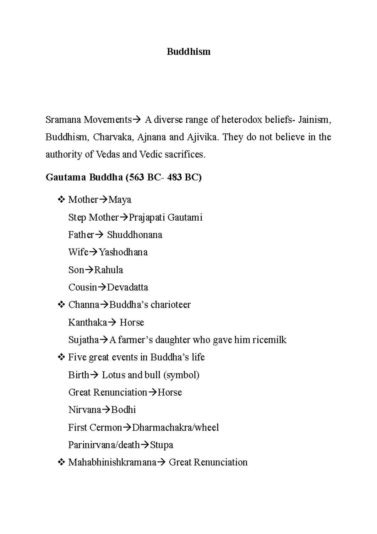 Buddhism - Lecture notes 10-11 - Buddhism Sramana Movements A diverse ...