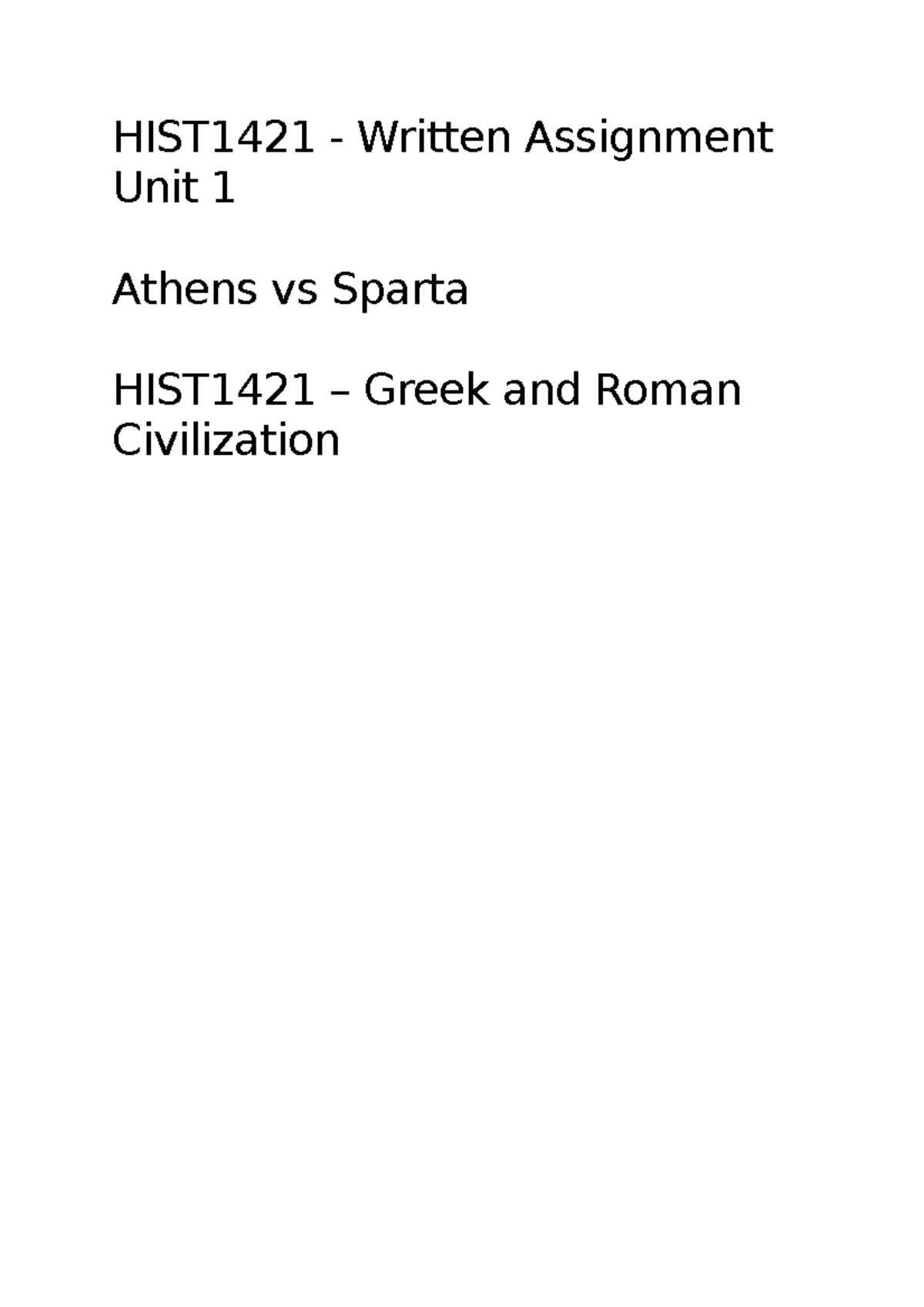 HIST1421 Written Assignment unit 1 - Copy - HIST1421 - Written ...
