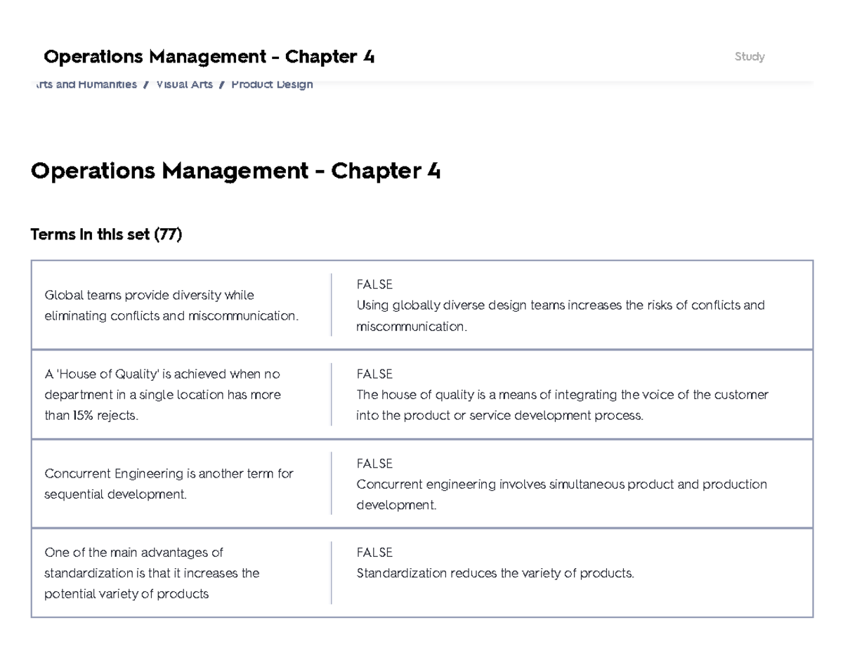 Operations Management - Chapter 4 Flashcards Quizlet - Upgrade Operations Management - Chapter 4 ...