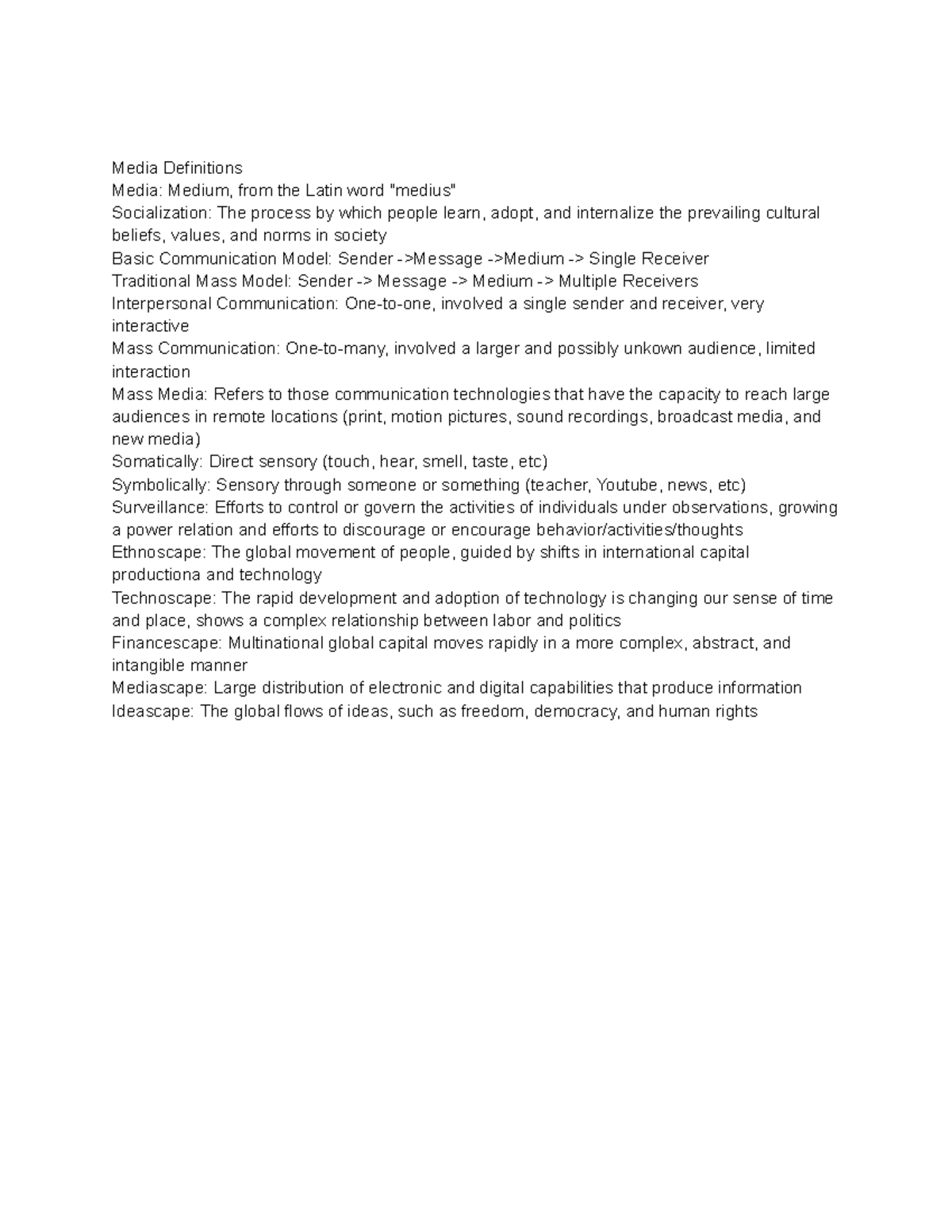 Media Class Definitions - Media Definitions Media: Medium, from the ...