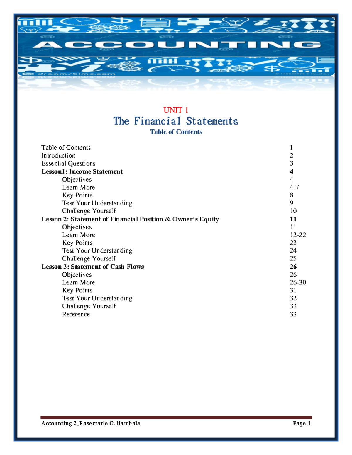 Study Guide Income statement - The Financial Statements Financial ...