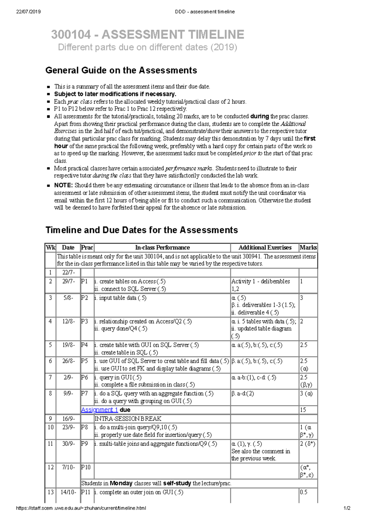 DDD - assessment timeline - 22/07/2019 DDD - assessment timeline - Studocu