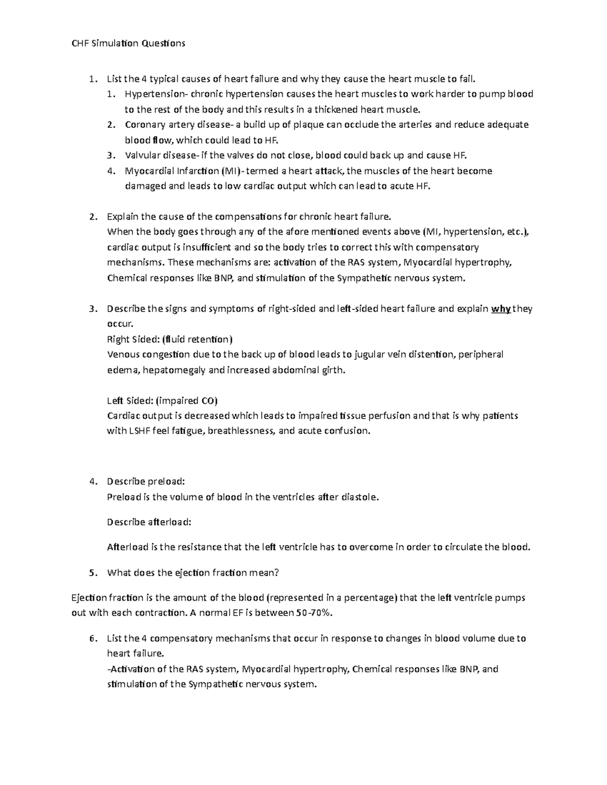 Diagnosis spotlight: CHF - List the 4 typical causes of heart failure ...