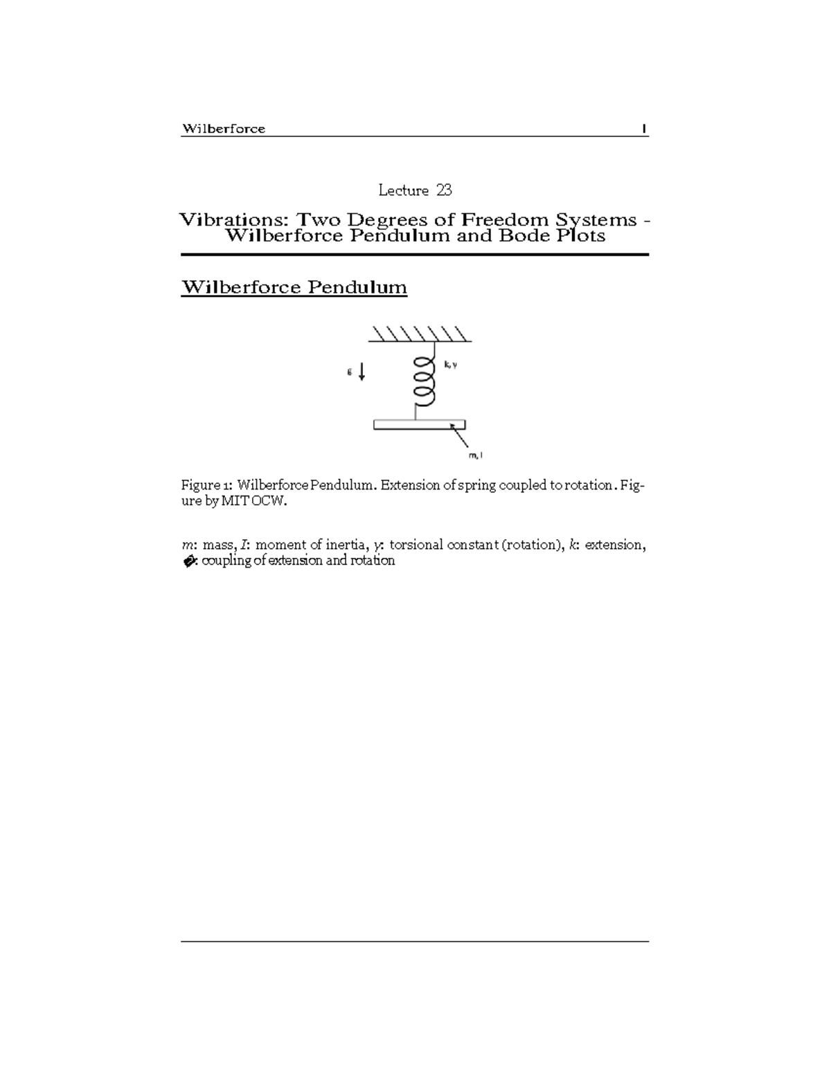 Vibrations Two Degrees of Freedom Systems - Wilberforce Pendulum ...