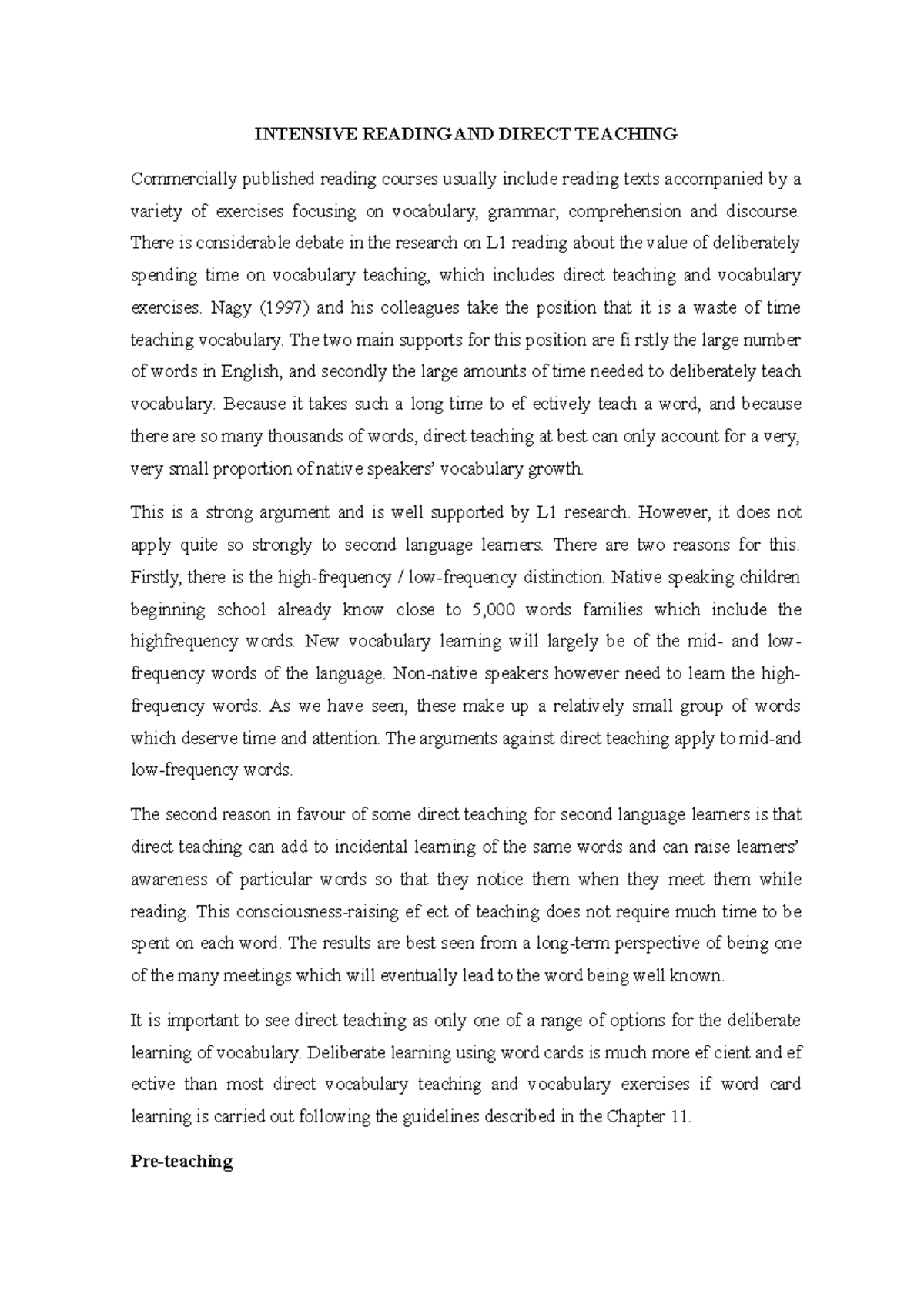 Intensive Reading AND Direct Teaching - INTENSIVE READING AND DIRECT ...