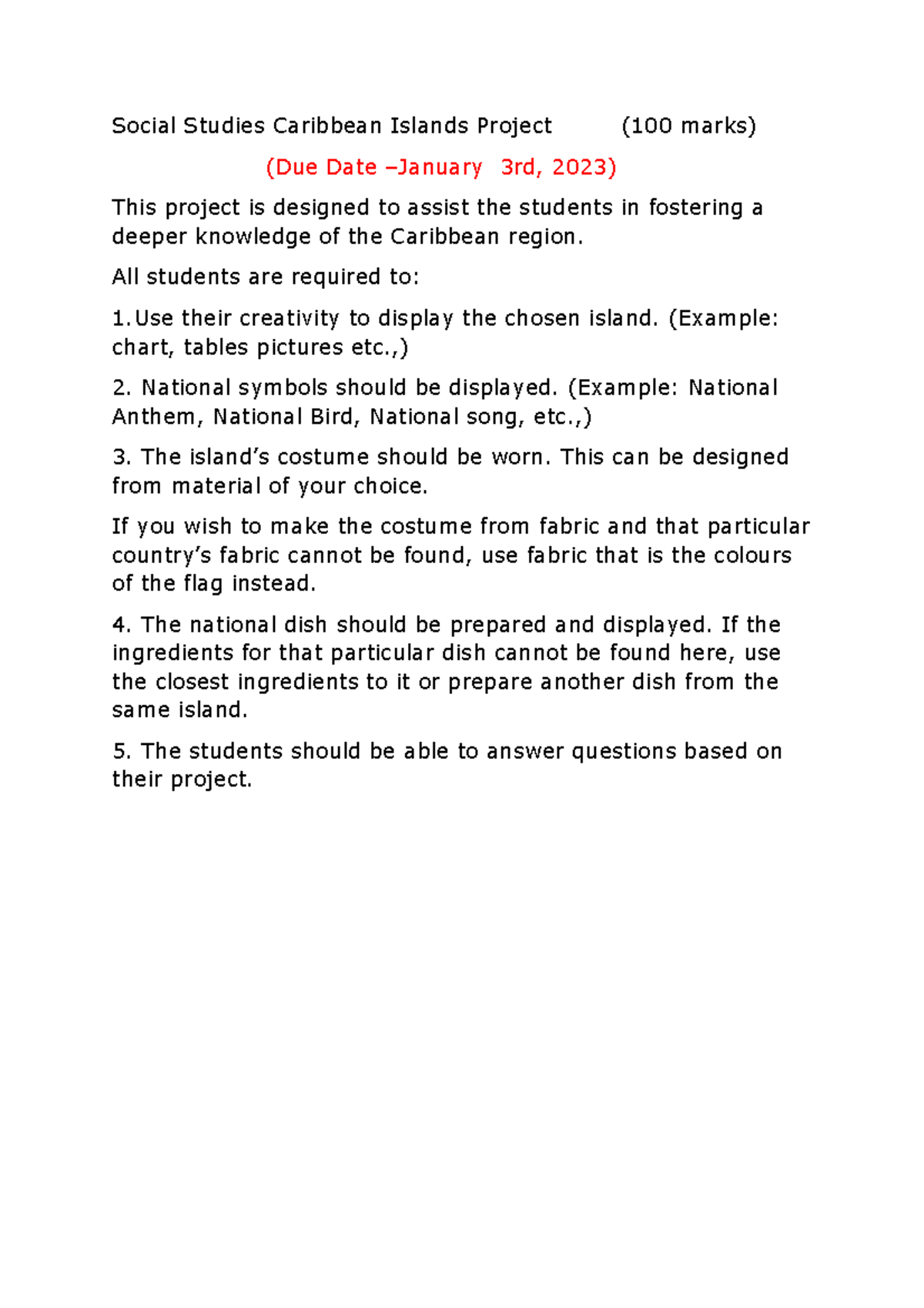 Caribbean Islands Project- Criteria G5 2022 copy - Social Studies ...