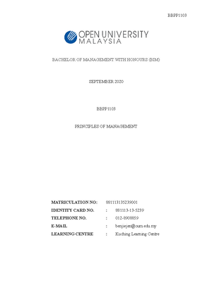 Assigment EBML4103 Materials Management - Principles of Management ...