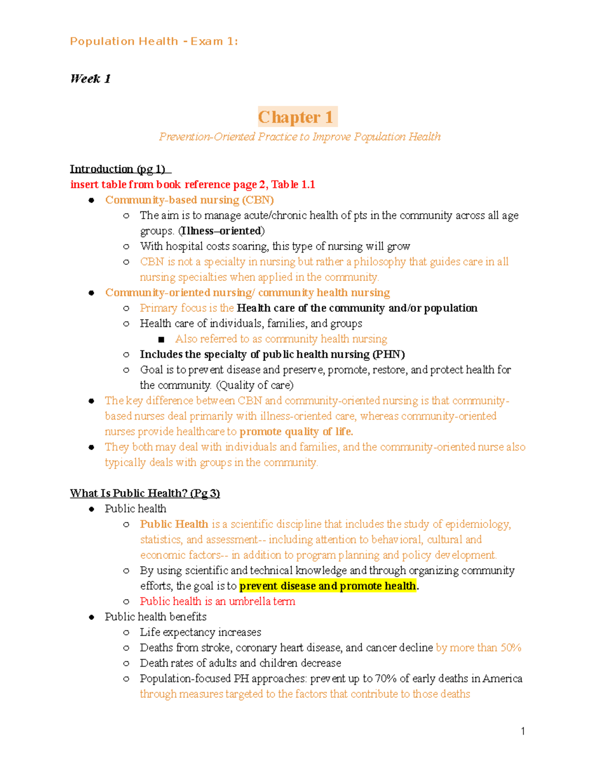 POP Exam 1 - Lecture notes - Week 1 Chapter 1 Prevention-Oriented ...