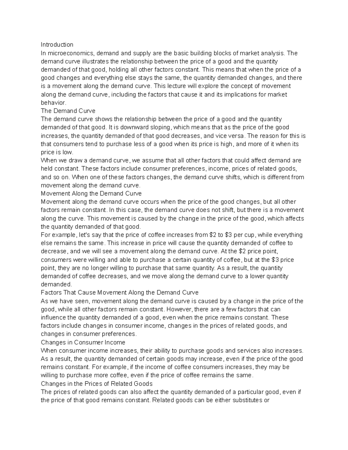 ECON101 lecture notes 12 - Introduction In microeconomics, demand and ...