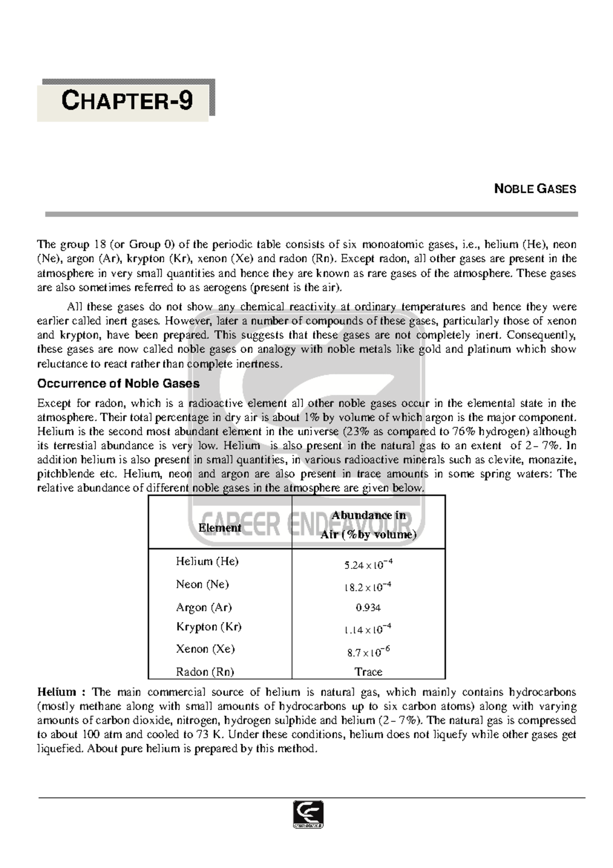 Noble-GAS - Introduction to noble gases - CHAPTER- 9 NOBLE GASES The ...