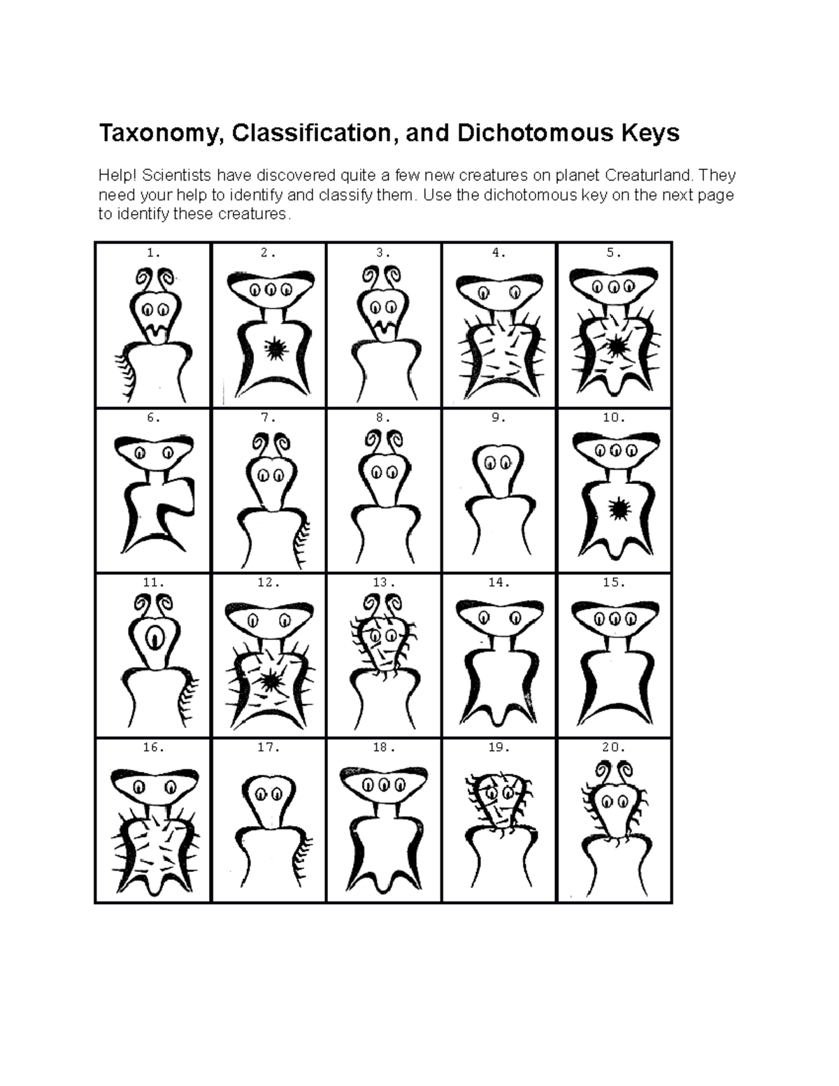 Week 10 Lab A Worksheet - Taxonomy, Classification, and Dichotomous ...