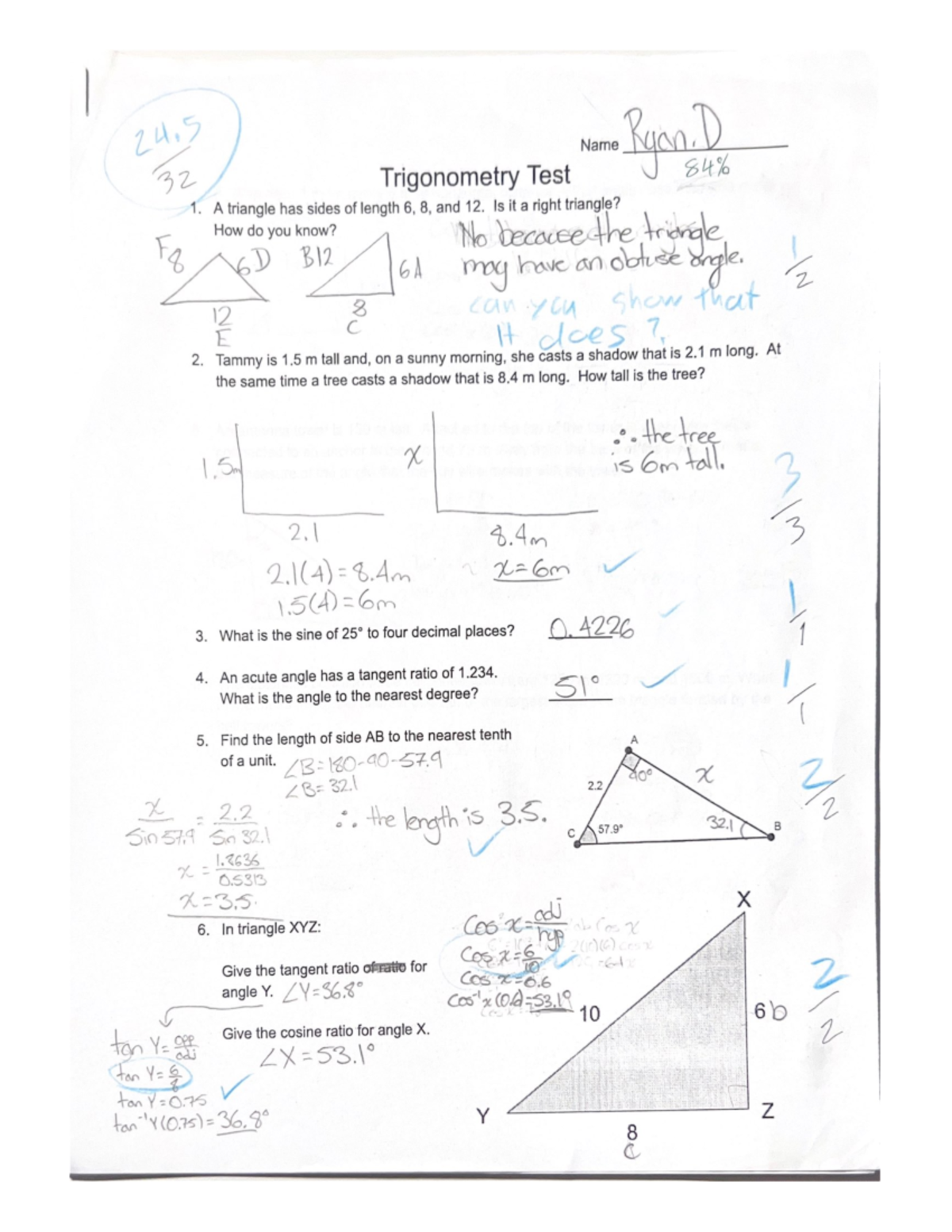 Grade 10 Math - Trigonometry Practice Questions - Studocu