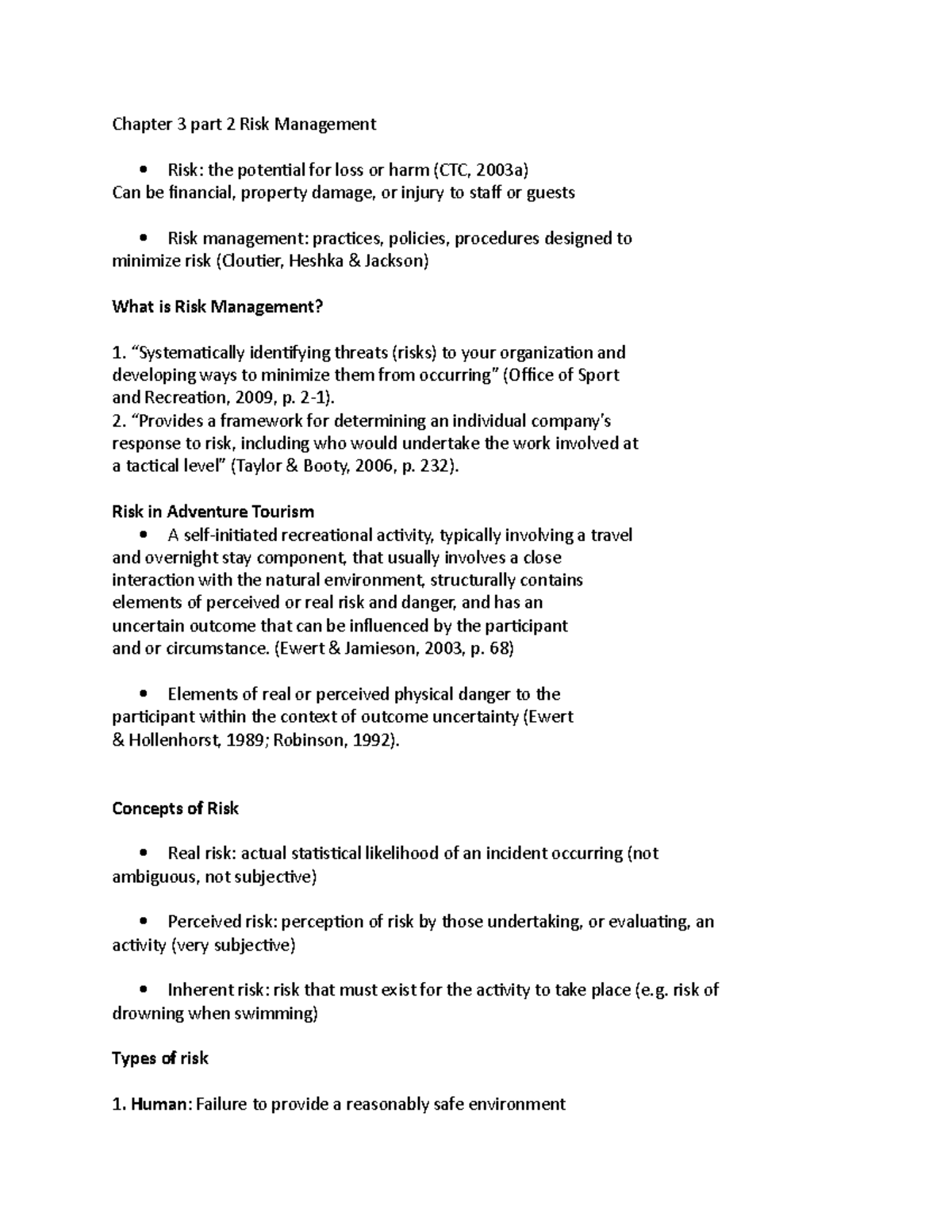 Chapter 3 part 2 Risk Management summary - Chapter 3 part 2 Risk ...