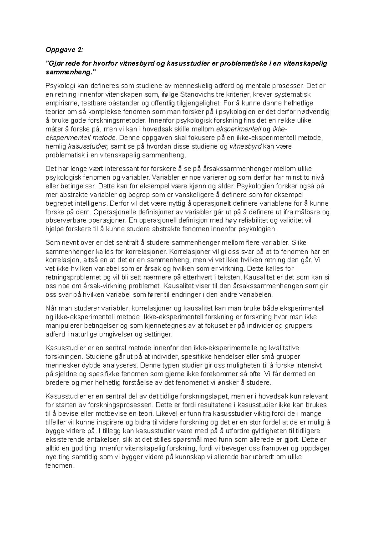 Eksamensbesvarelse PSYK113 H st 2021 Oppgave 2 Gj r Rede For eksamensbesvarelse-psyk113-h-st-2021-oppgave-2-gj-r-rede-for