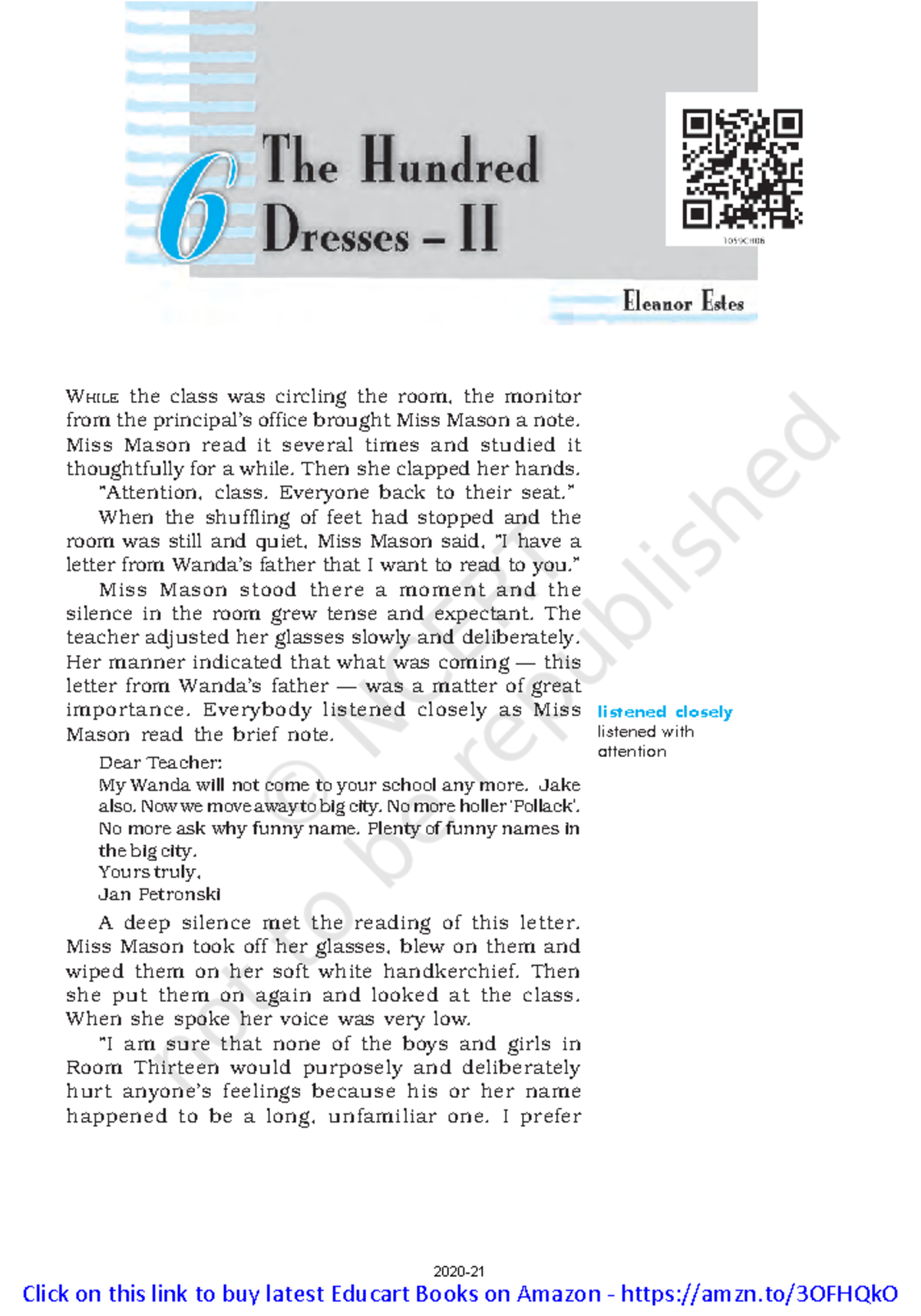 Ch 6- The Hundred Dresses - II - WHILE the class was circling the room ...