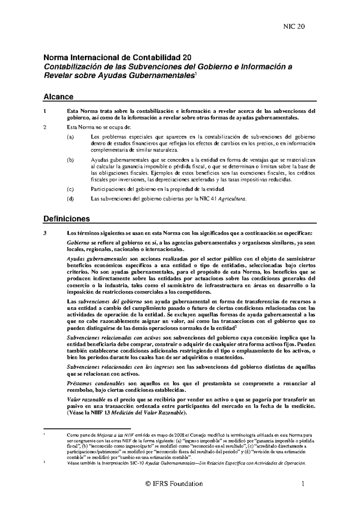 NIC 20 - Norma Internacional de Contabilidad 20 Contabilización de las ...