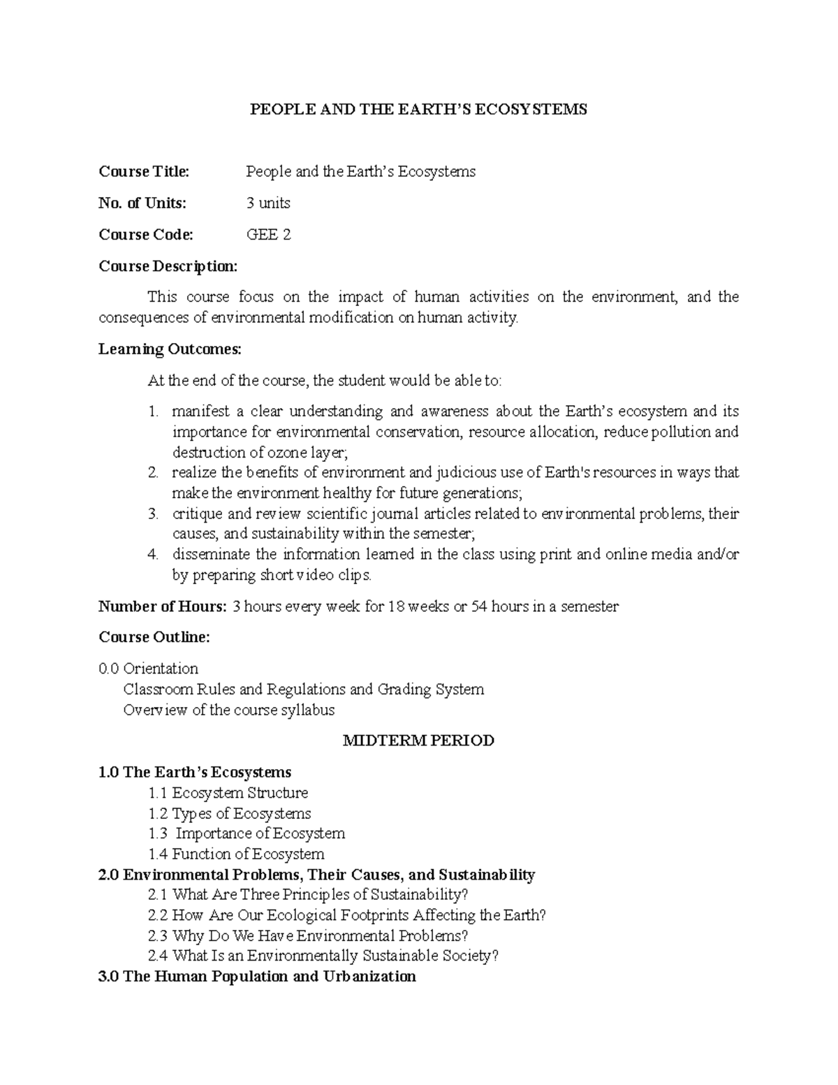 People-and-Earths-Ecosystems Course-Syllabus - PEOPLE AND THE EARTH’S ...