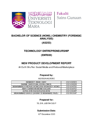 ENT600 NPD - ENT600 TECHNOLOGY ENTREPRENEURSHIP ASSIGNMENT: NEW PRODUCT ...