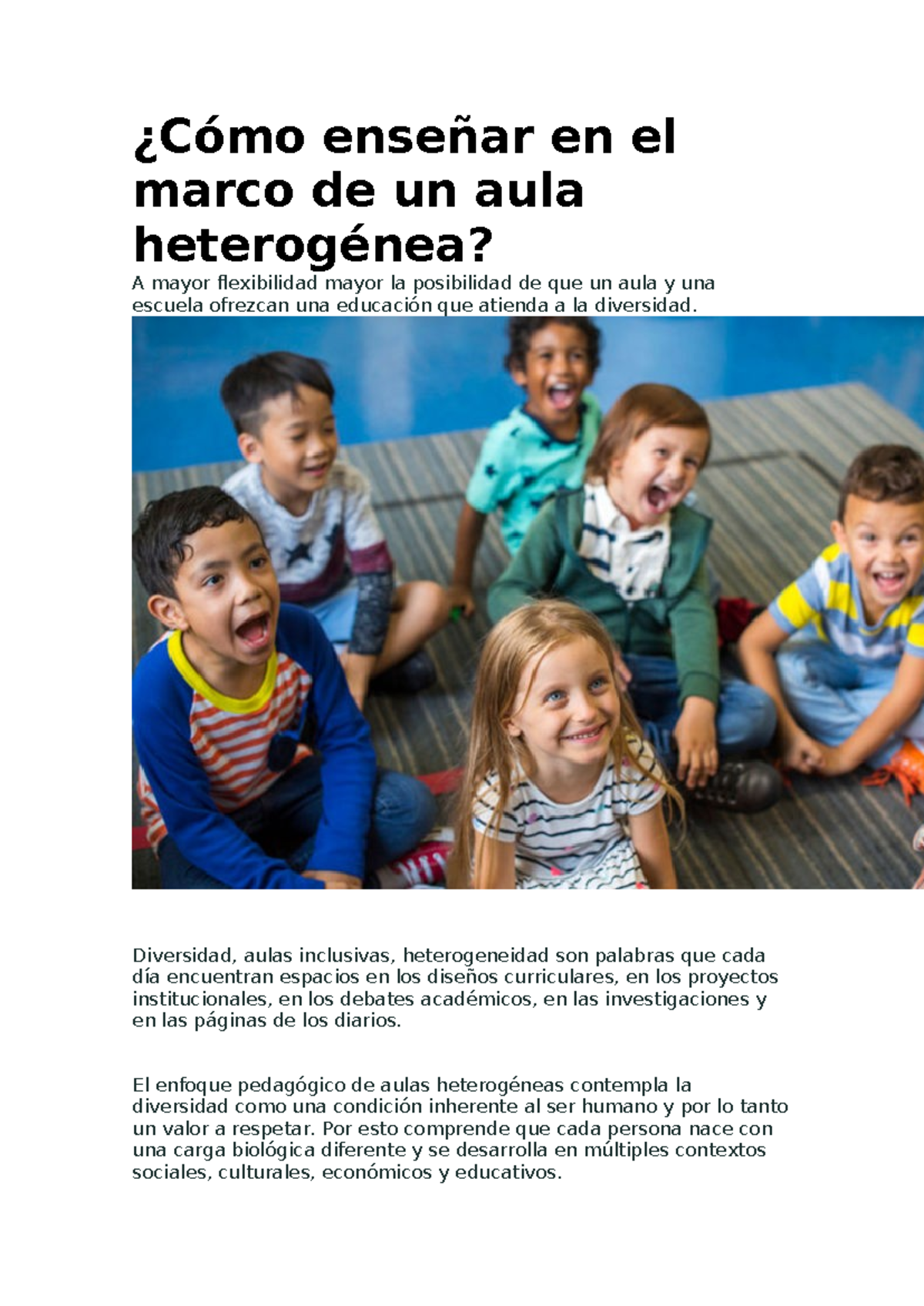 Cómo enseñar en el marco de un aula heterogénea - ¿Cómo enseñar en el ...