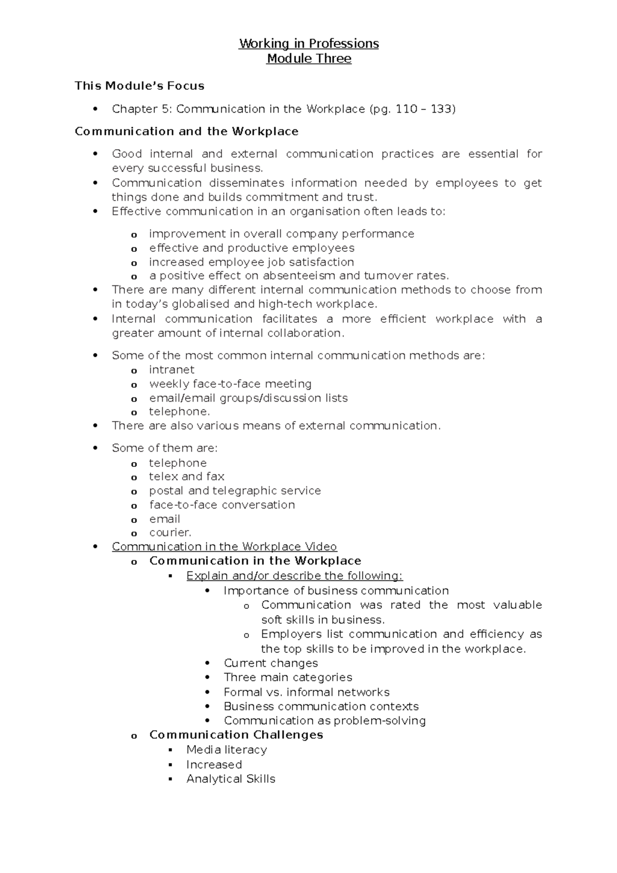 Module Three - WIP - Lecture notes 3 - Module Three This Module’s Focus ...