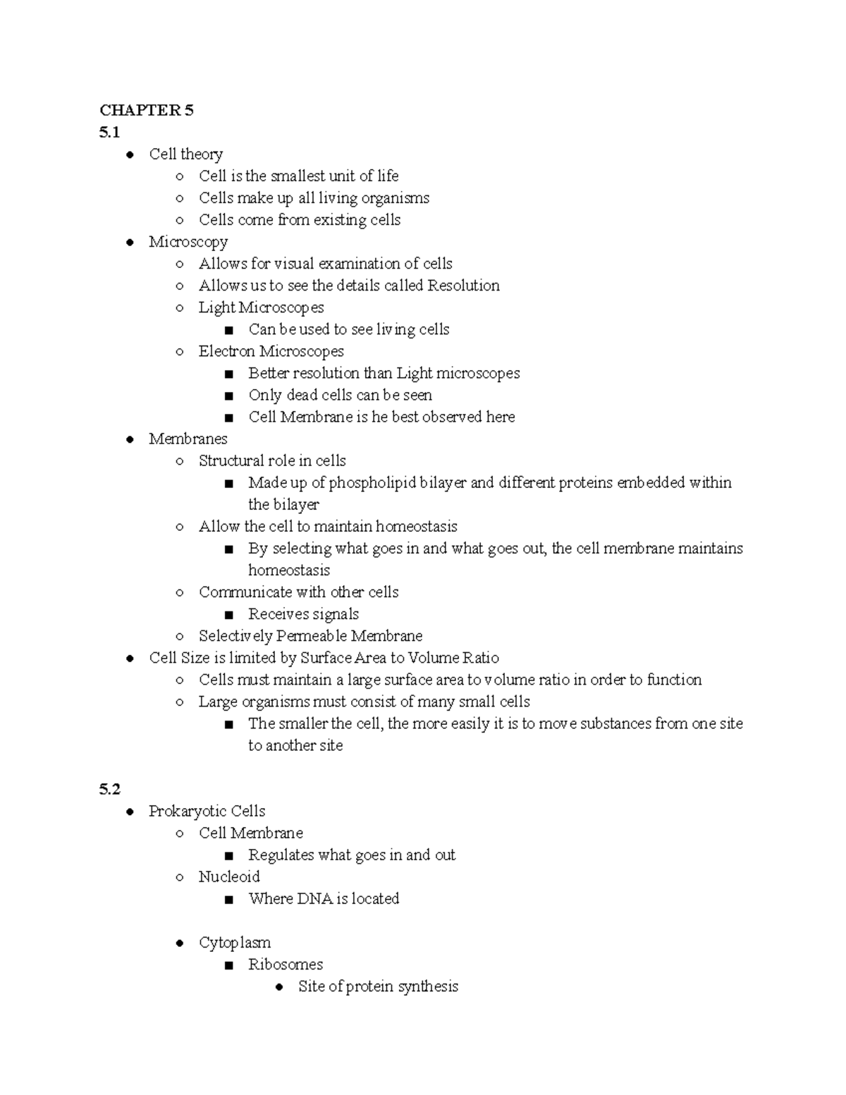 BIO Exam #2 - mandatory assignment - CHAPTER 5 5. Cell theory Cell is ...
