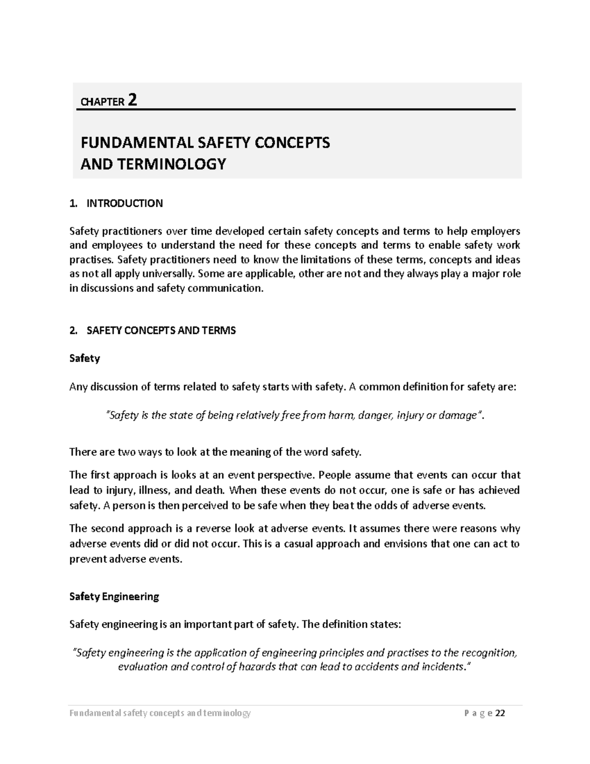 Safety principle chapter 2 - 1. INTRODUCTION Safety practitioners over ...