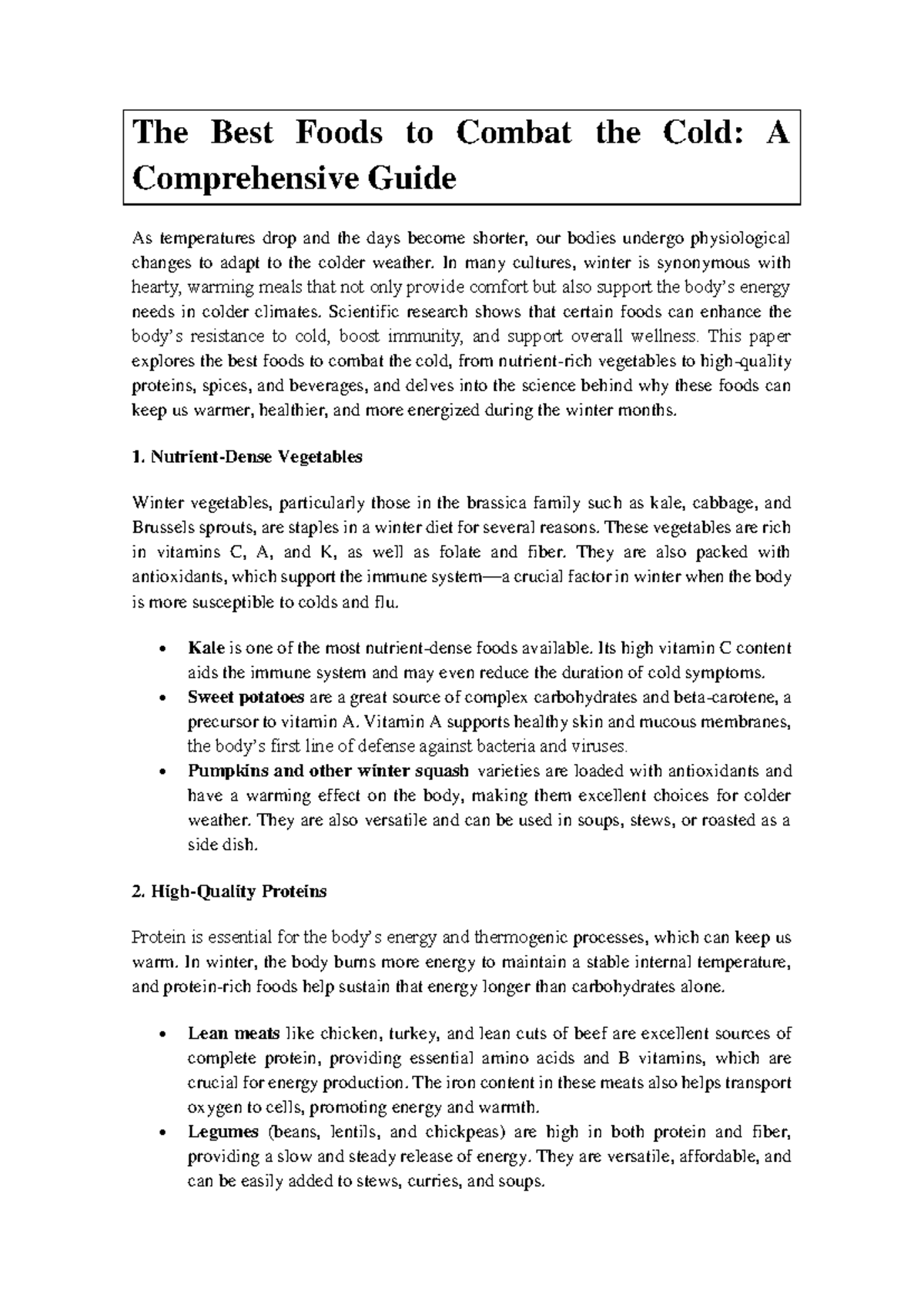 ACT.1.The Best Foods to Combat the Cold - The Best Foods to Combat the ...