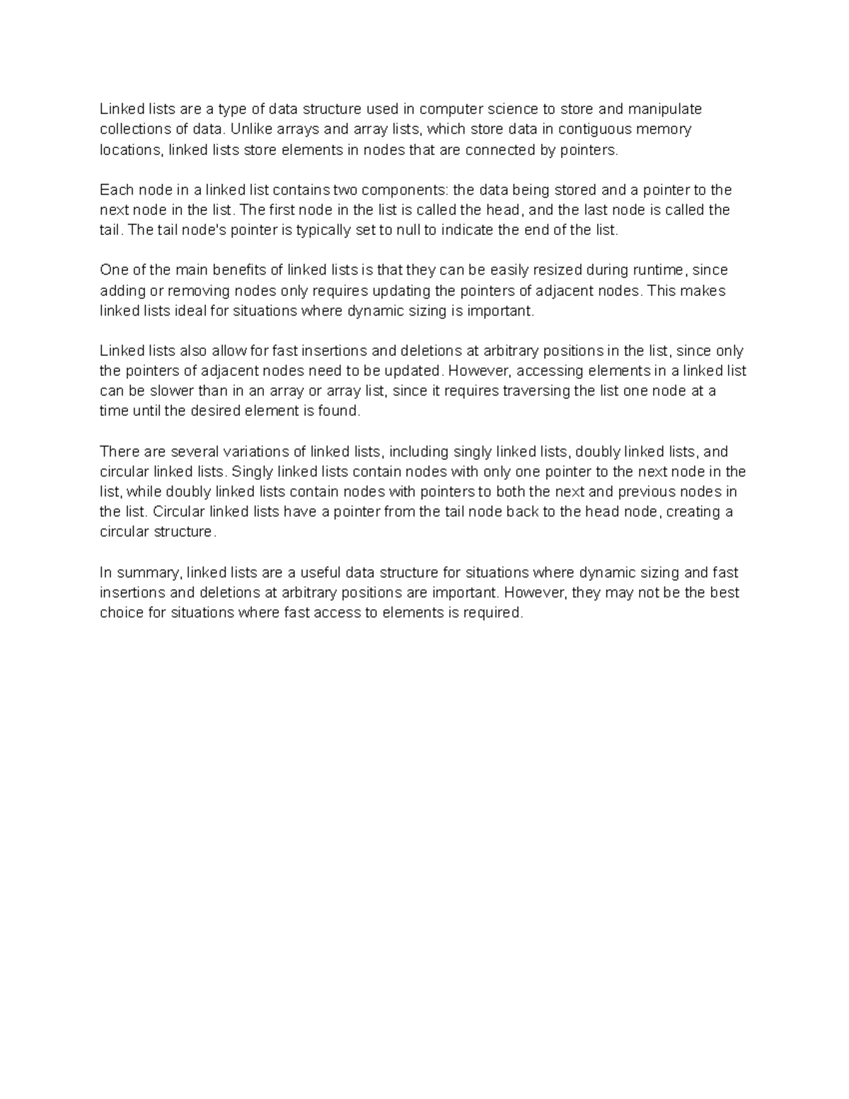 Linked Lists - dr jain - Linked lists are a type of data structure used in computer science to ...