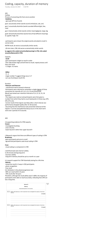 Explanation of LTM - a level psychology - Tulving (1972) made a ...