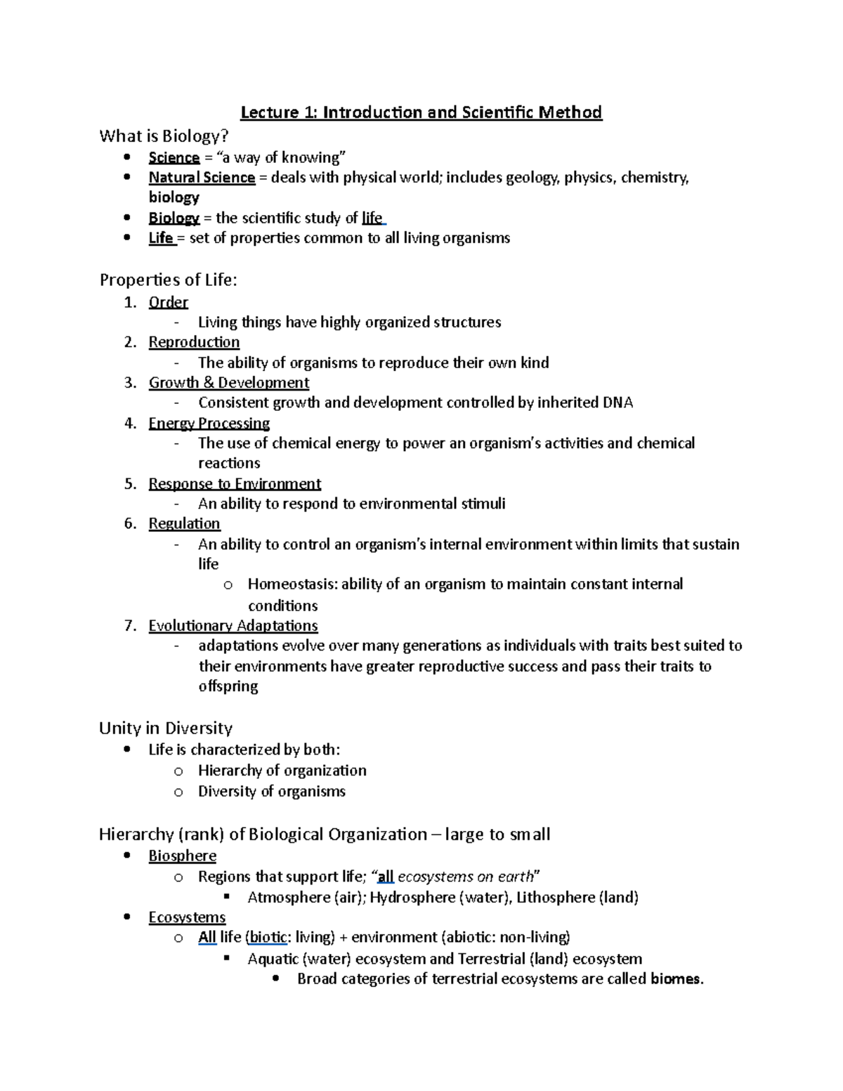 Lecture 1 - Lecture 1: Introduction and Scientific Method What is ...